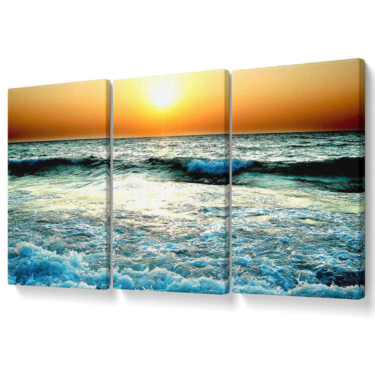 Highland Dunes Sea Water - 3 Piece Wrapped Canvas Graphic Art Set | Wayfair.co.uk